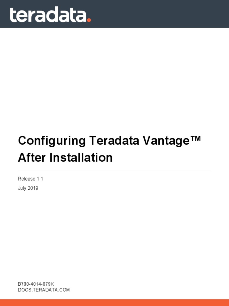 Configuring Teradata Vantage™ After Installation | PDF | Databases | Information Management