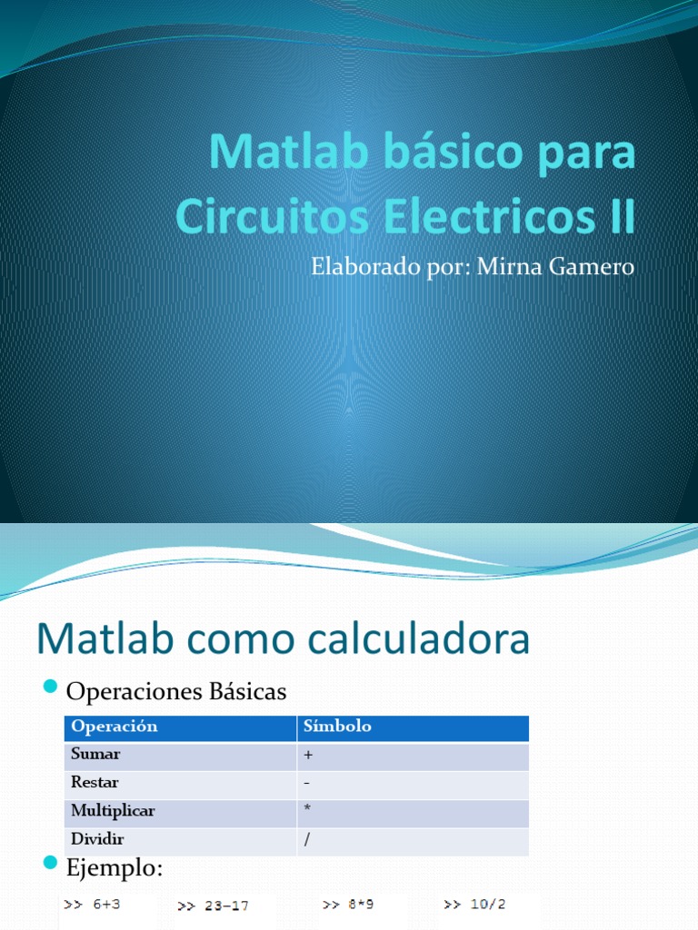 Matlab Basico para Circuitos Electricos II | PDF | Matriz (Matemáticas) | Número complejo