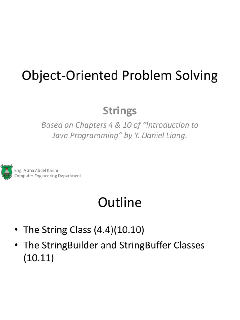 Object Oriented Problem Solving Strings Pdf String Computer