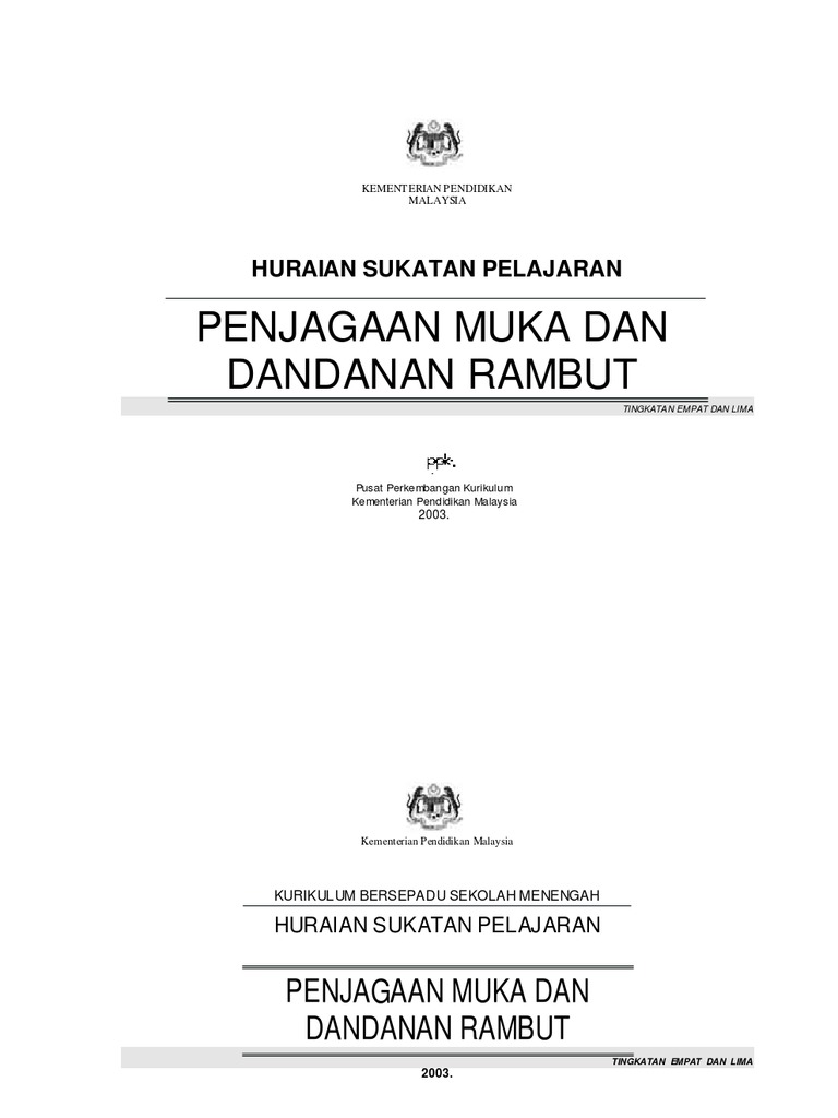 P.Vokasional - Penjagaan Muka Dan Dandanan Rambut - Ting. 4 Dan 5 | PDF