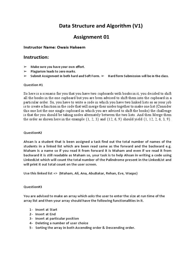 Dsa Assignment 1 | PDF
