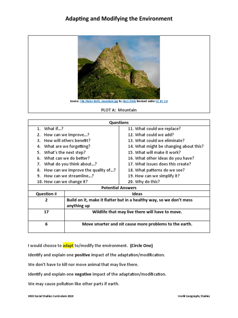 Adapting and Modifying The Environment: Questions | PDF | Environment ...