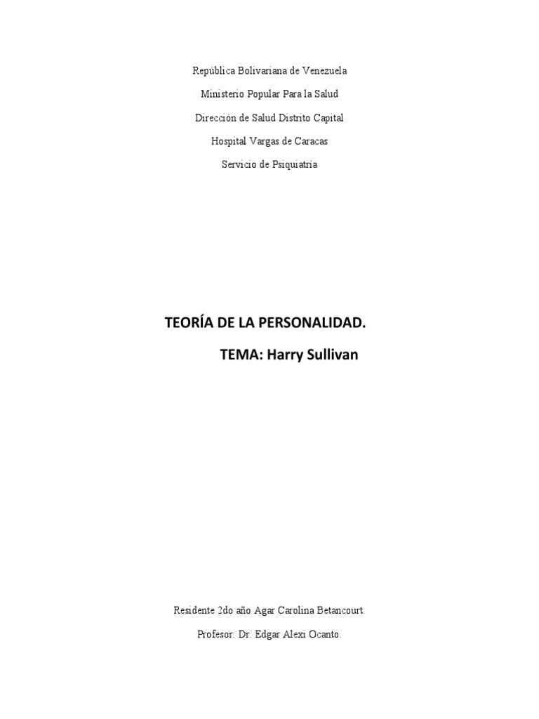 Harry S Sullivan | PDF | Adultos | Sigmund Freud