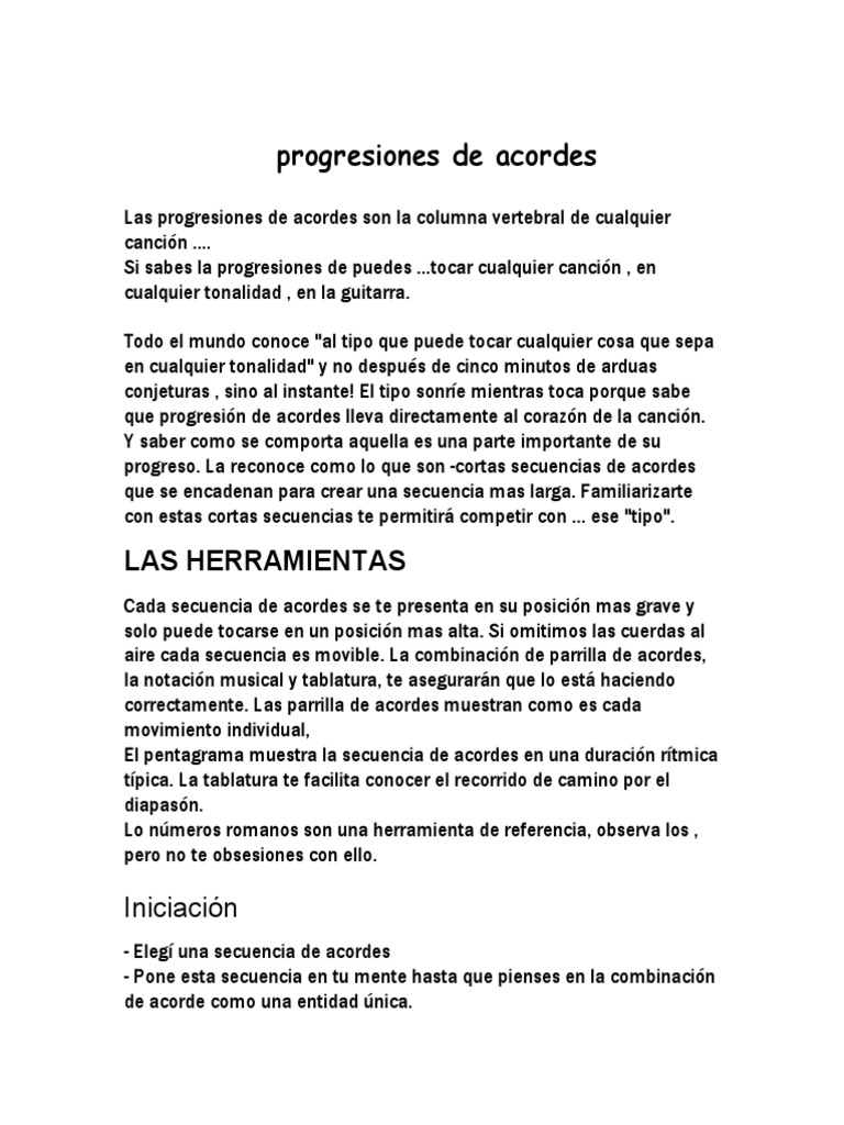 Progresiones | PDF | Acorde (Música) | Notación musical