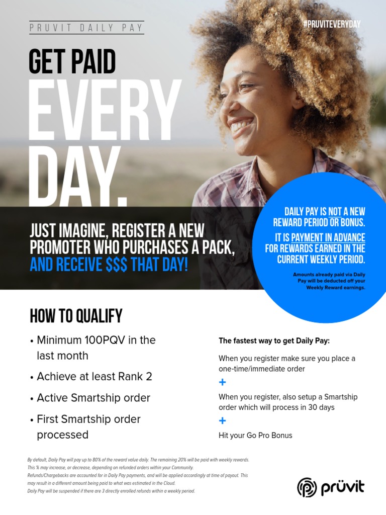 Get paid daily with Pruvit's Daily Pay program #PruvitEveryDay | PDF ...