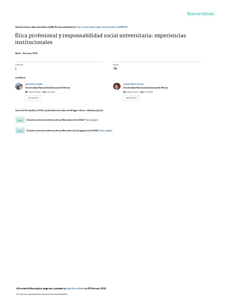 LIBRO Etica Profesional y RSU Ana Hirsch y Judith Perez Castro - 2019 ...