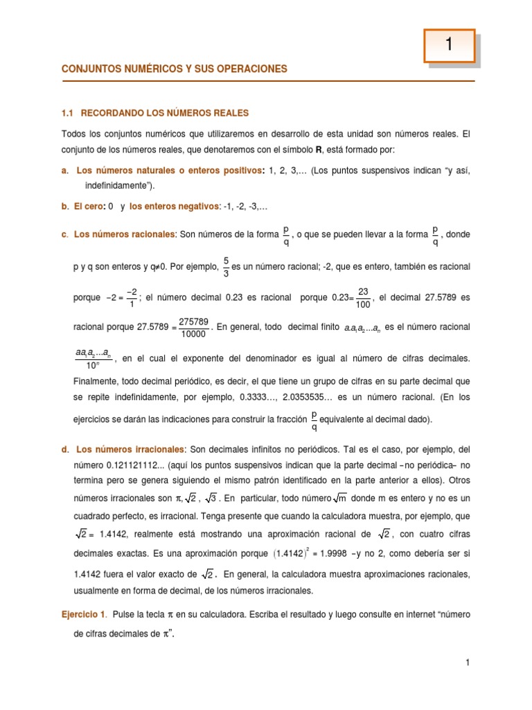 Conjuntos Numericos y Sus Operaciones | PDF | Números | Número racional