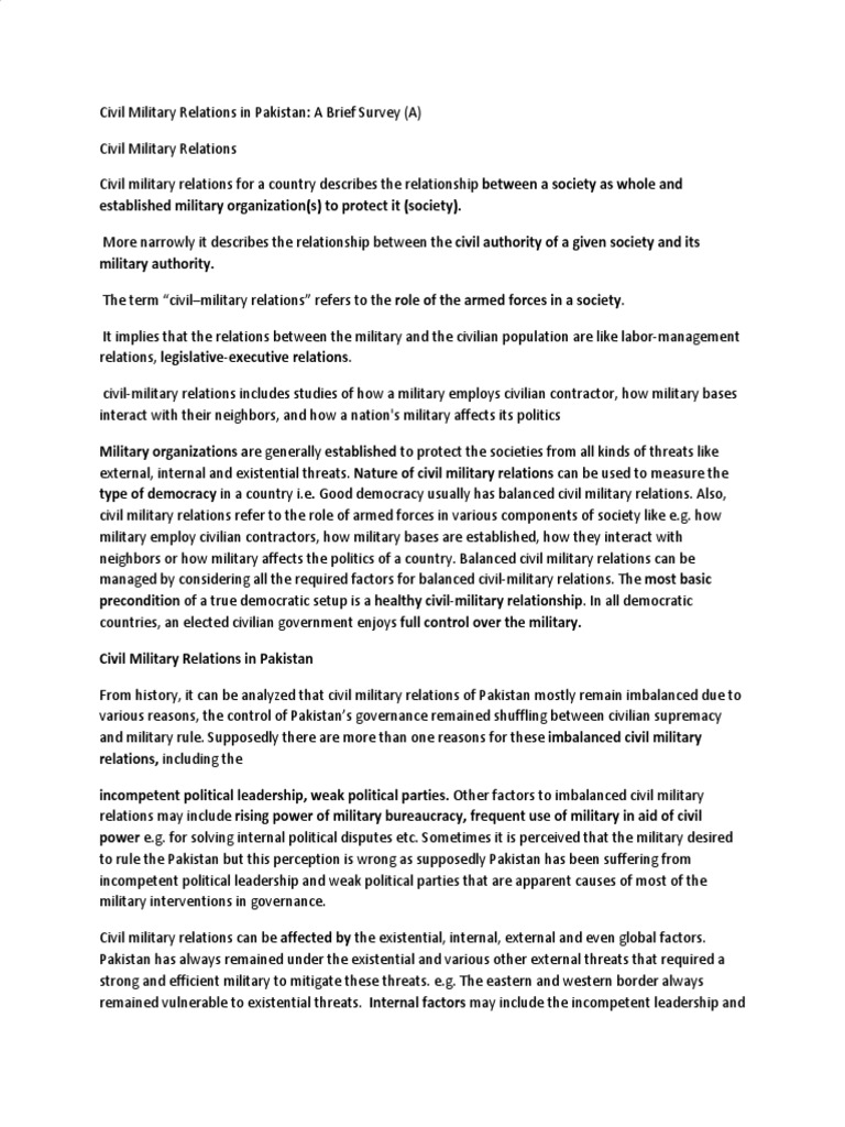 Civil Miltiary Relations A | PDF | Civil–Military Relations | Political ...
