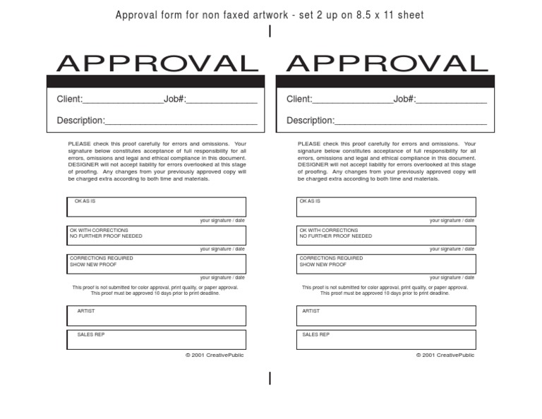 Art Approval Sheet | PDF