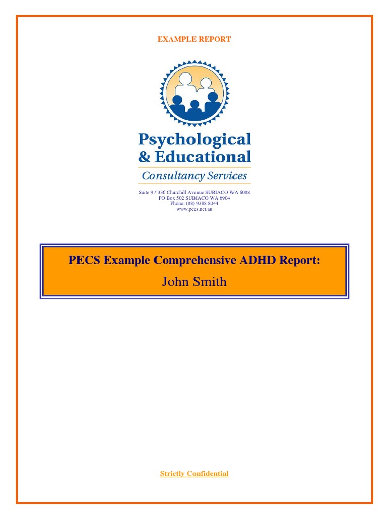 John Smith: PECS Example Comprehensive ADHD Report | PDF | Attention ...