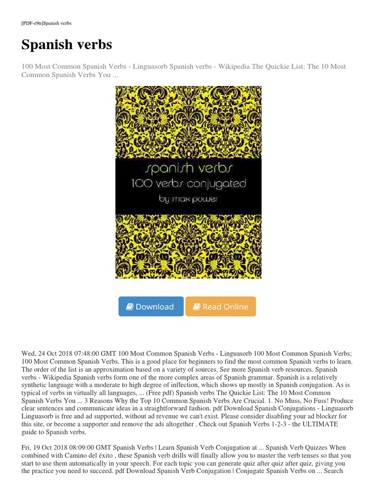 Spanish Verbs | PDF | Grammatical Tense | Syntactic Relationships