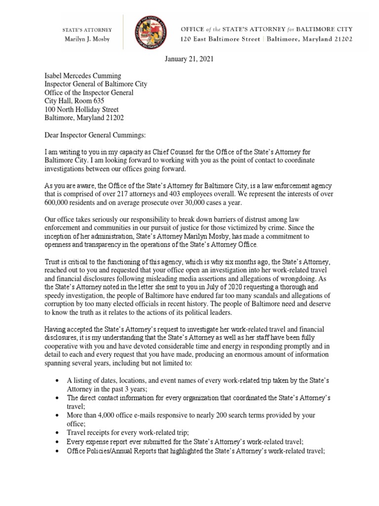 IG Letter General Counsel | Download Free PDF | District Attorney ...
