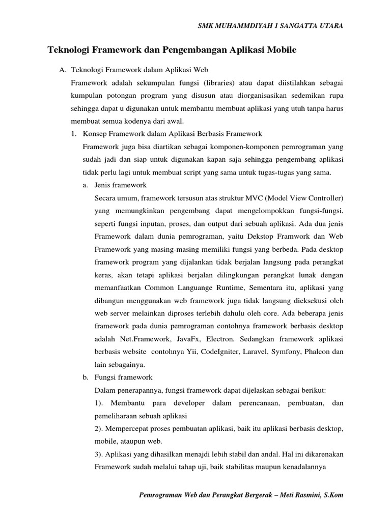 Teknologi Framework Dan Pengembangan Aplikasi Mobile | PDF