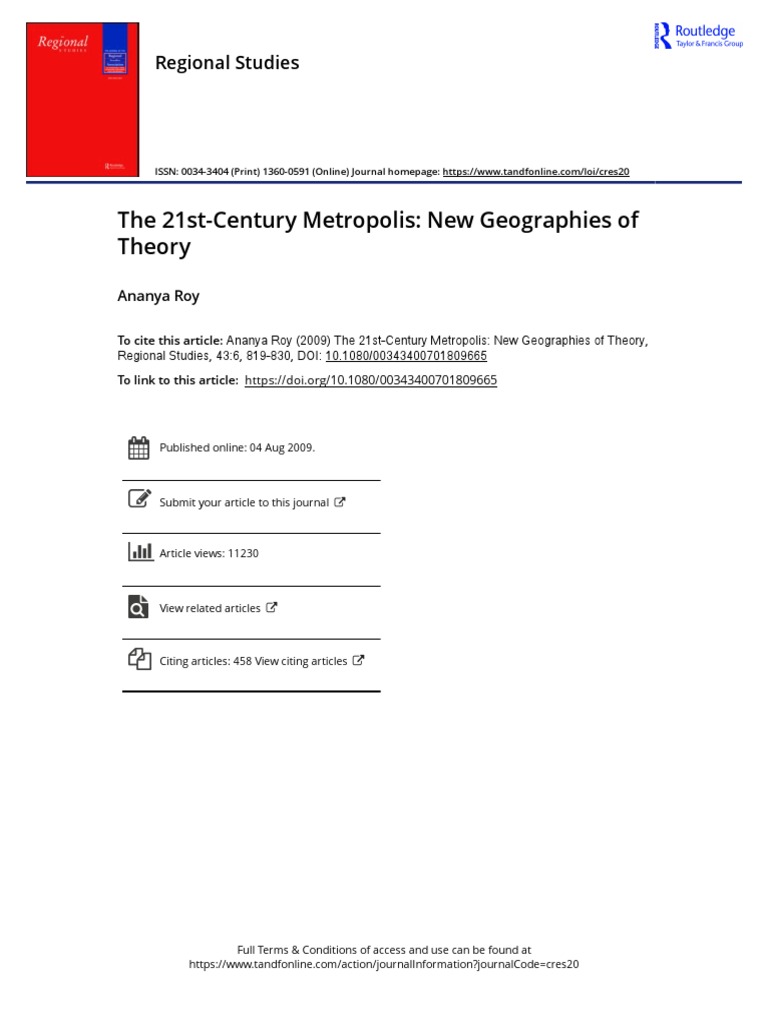 The 21st Century Metropolis New Geographies of Theory | PDF | Postcolonialism | Space