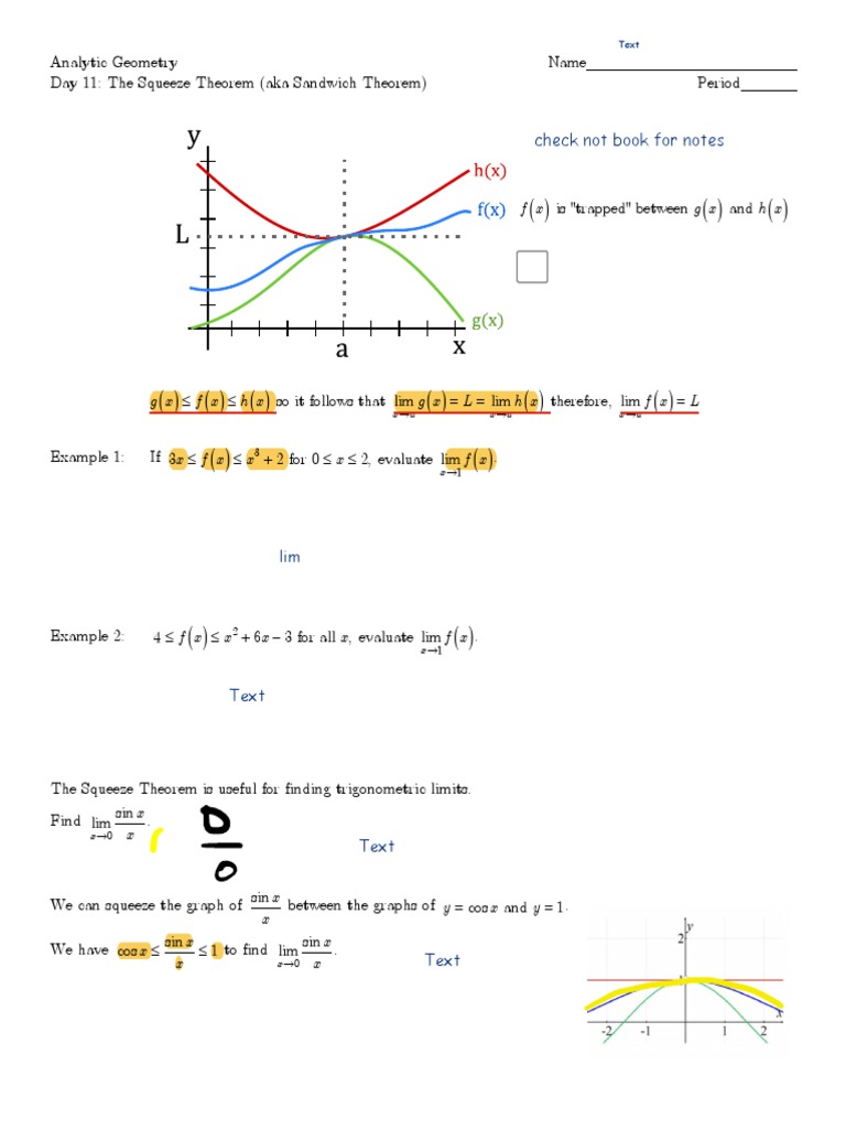 Squeeze Theorem Examples and Limits | PDF | Combinatorics | Teaching ...