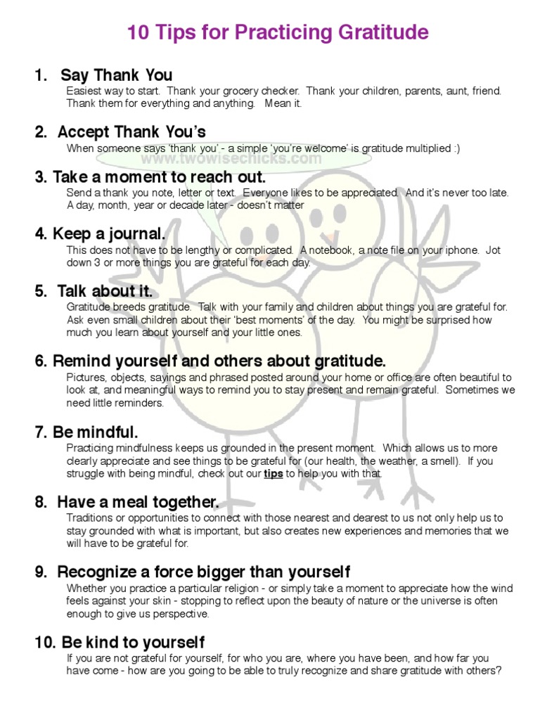 10 Tips For Practicing Gratitude | PDF