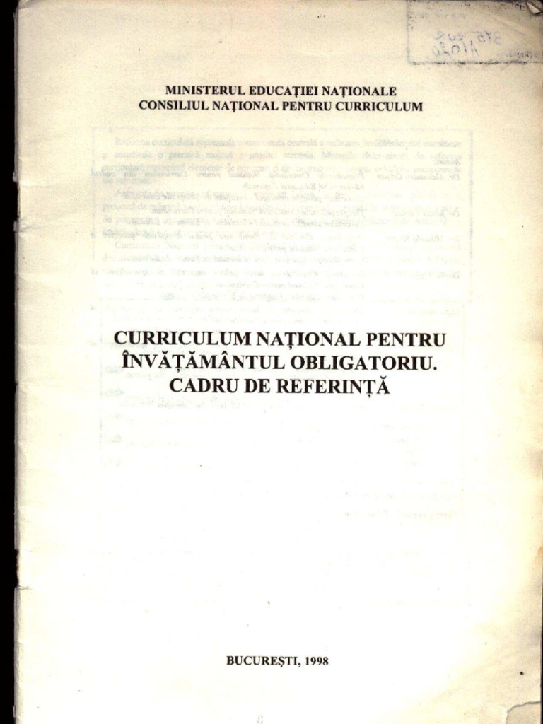 Men - Curriculum National Pentru Invatamantul Obligatoriu | PDF