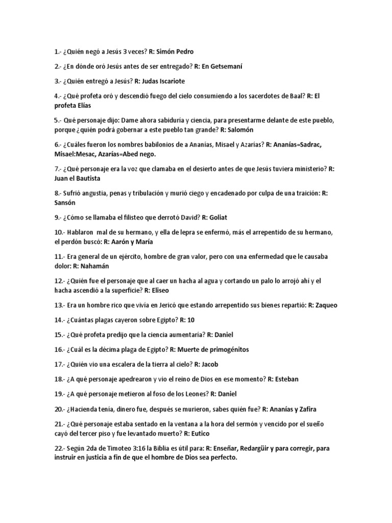 Preguntas de La Biblia | PDF | Contenido bíblico | Jesús