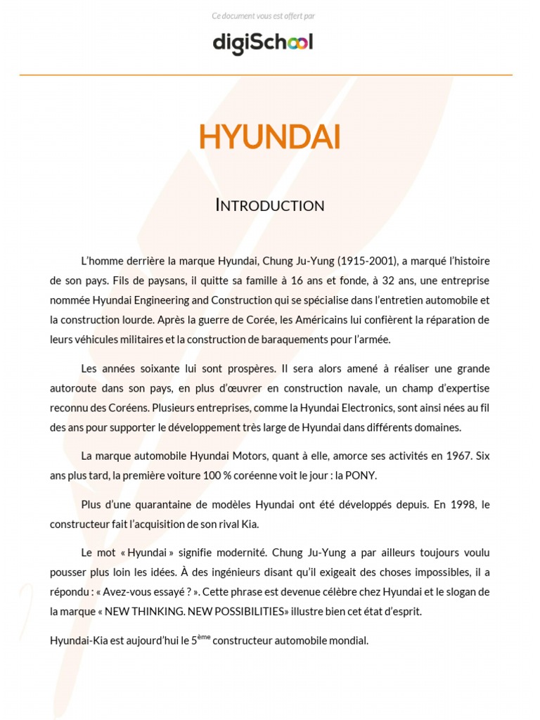 Analyse SWOT de la marque Hyundai | PDF | Véhicule électrique hybride ...