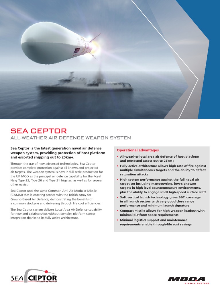 Sea Ceptor: All-Weather Air Defence Weapon System | PDF | Military ...