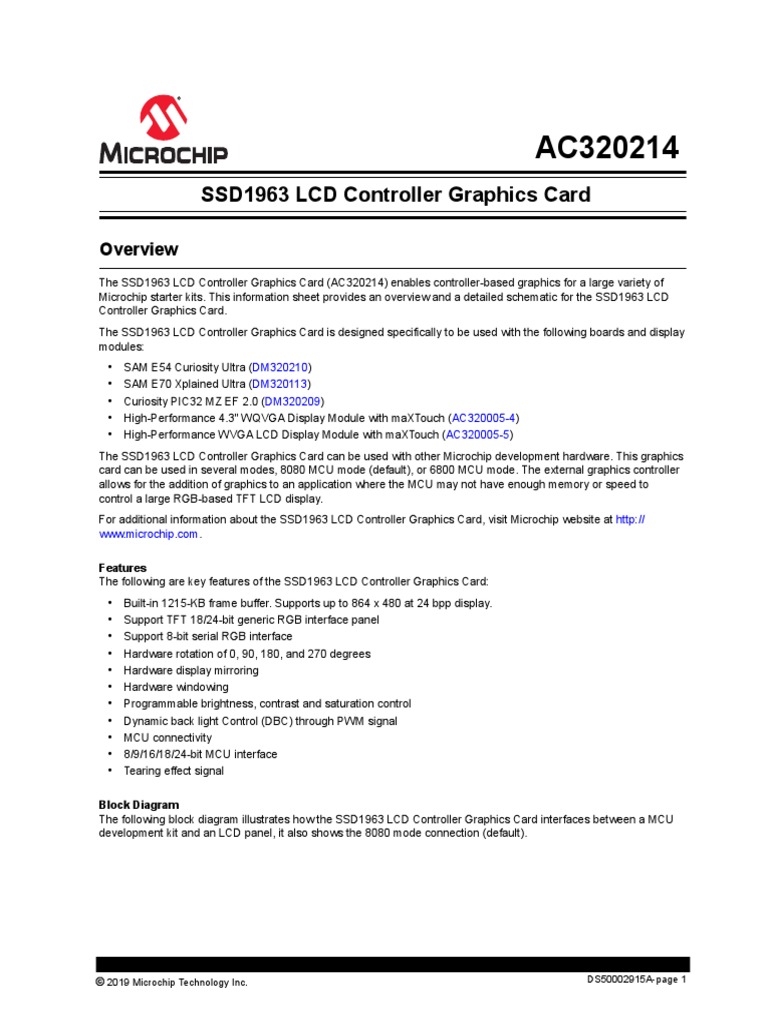 SSD1963 - LCD - Controller - Graphics - Card - DS50002915A | PDF ...