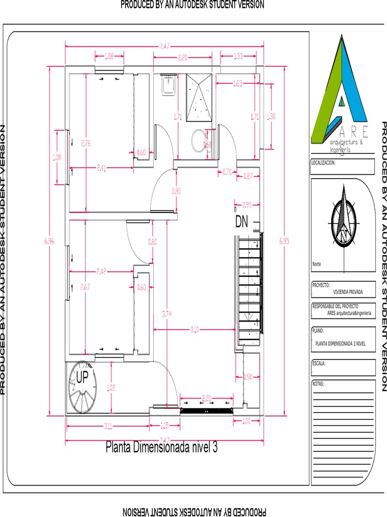 Plano de Planta Dimensionada 3er Nivel | PDF