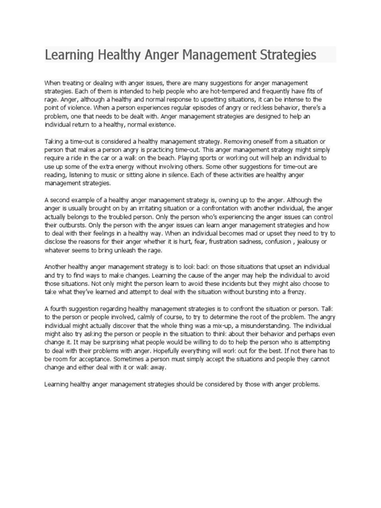 Learning Healthy Anger Management Strategies | PDF | Anger | Subjective ...
