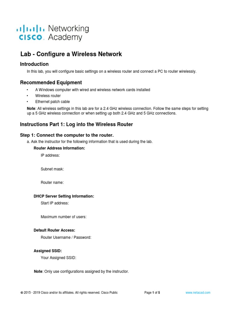 13.1.11 Lab - Configure A Wireless Network | PDF | Wireless Lan | Wireless Access Point