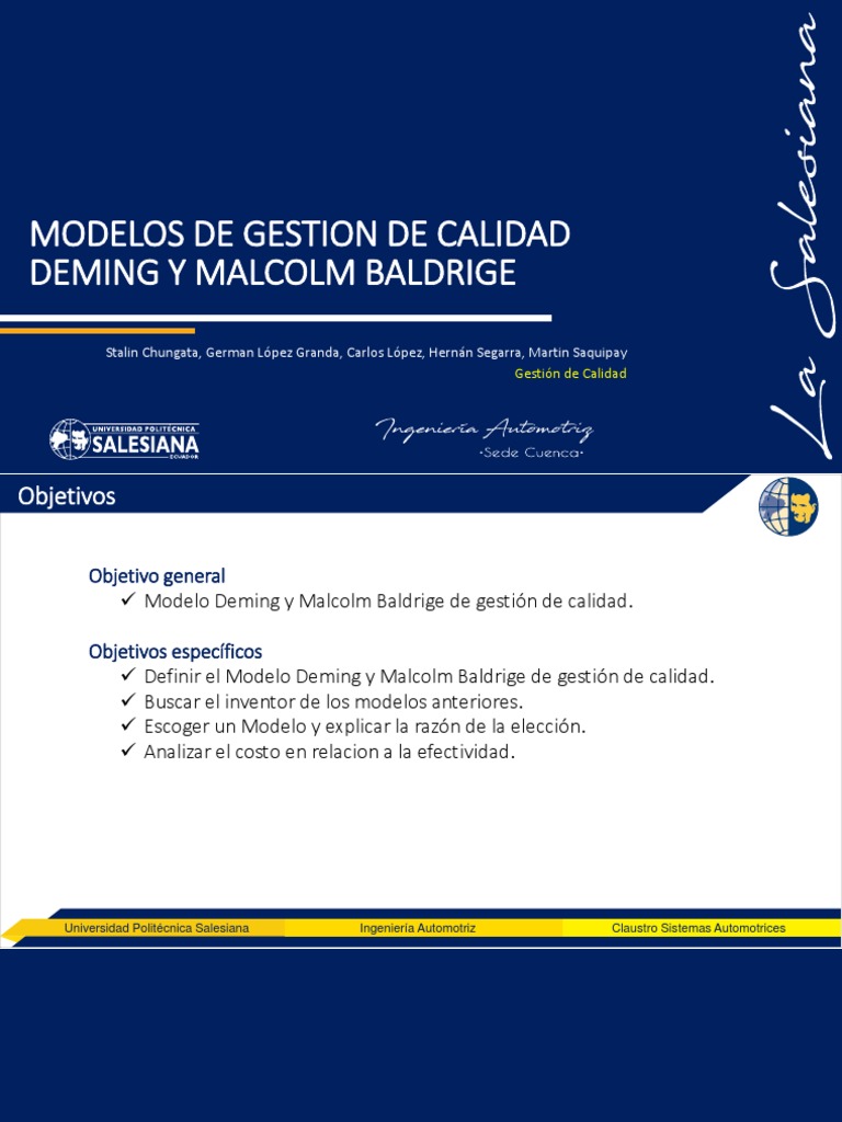 Modelos Gestion Calidad Deming y Malcolm Baldrige | PDF | Gestión de la ...