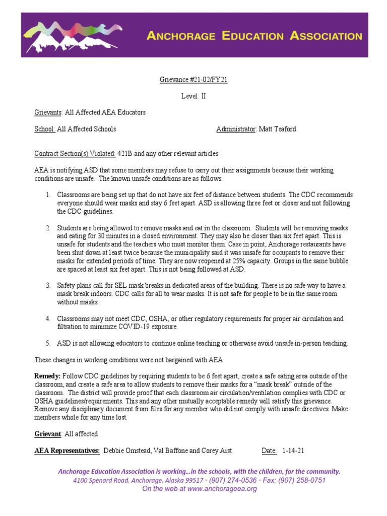 421b Grievance Class Action | PDF | Occupational Safety And Health