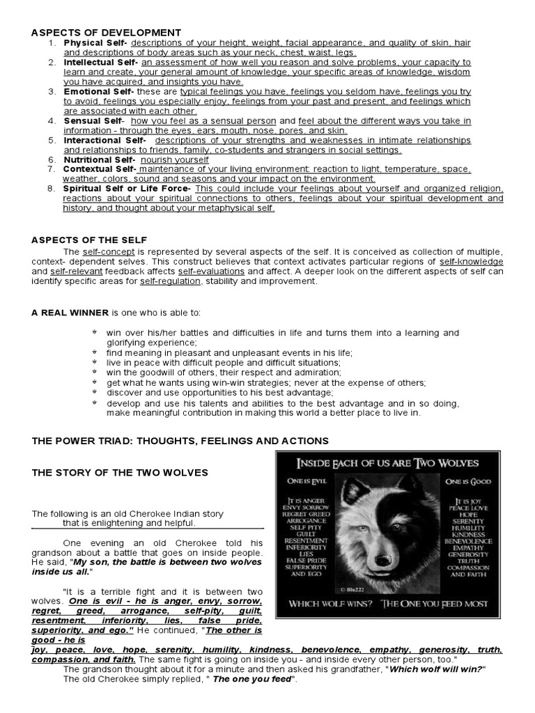Aspects Of Development Pdf Self Feeling