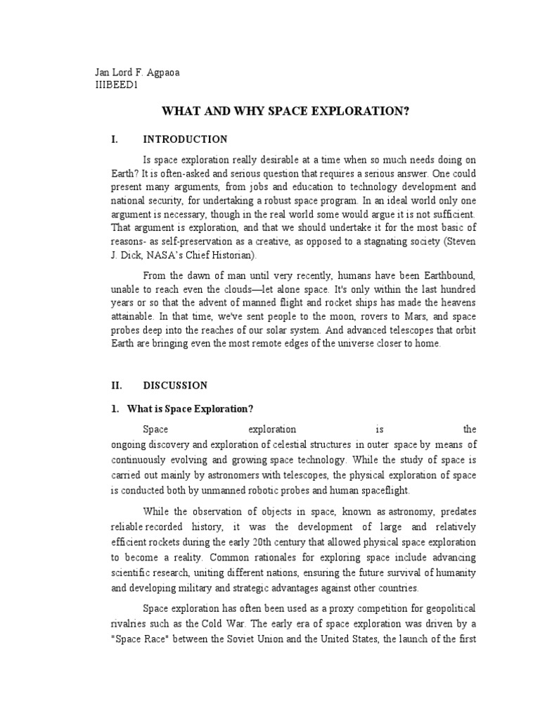What and Why Space Exploration? | PDF | Space Exploration | Human ...