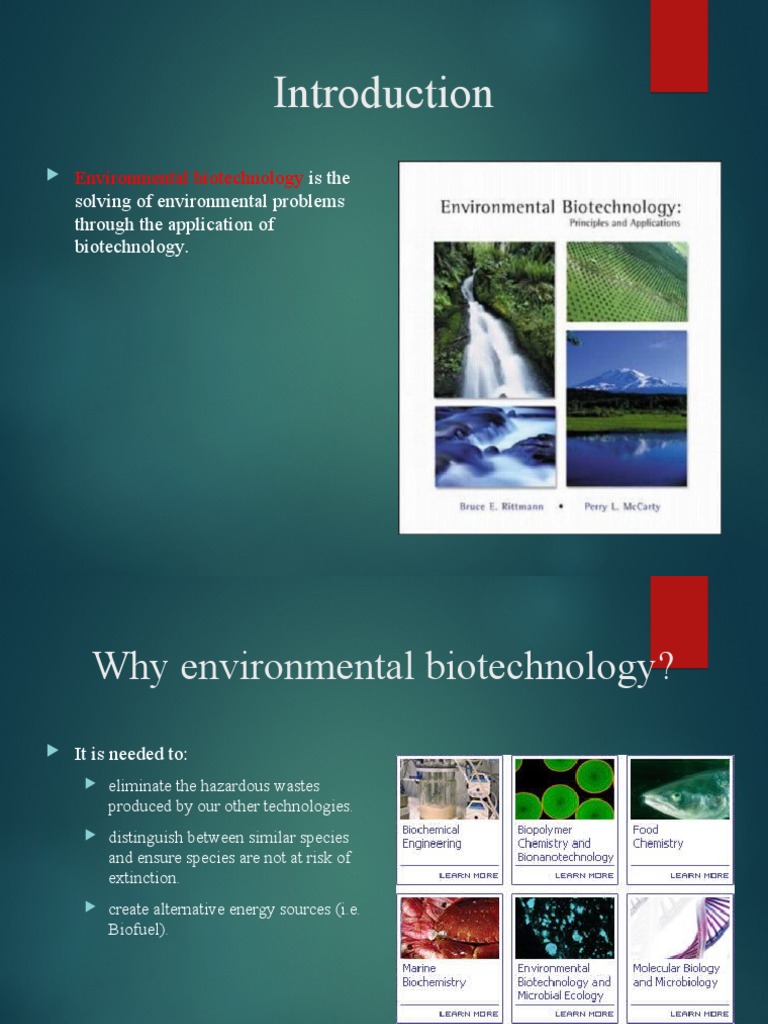 Applying Biotechnology to Solve Environmental Problems: An Overview of ...