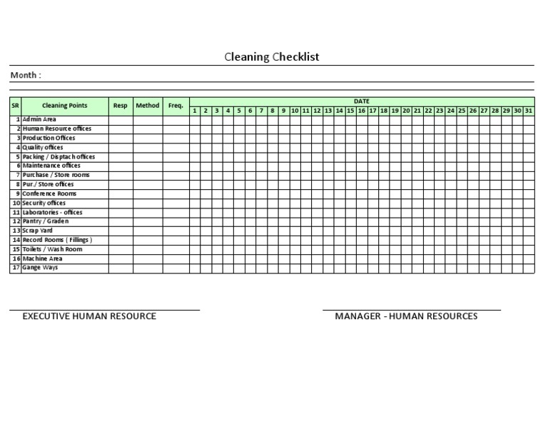 Cleaning Checklist | PDF