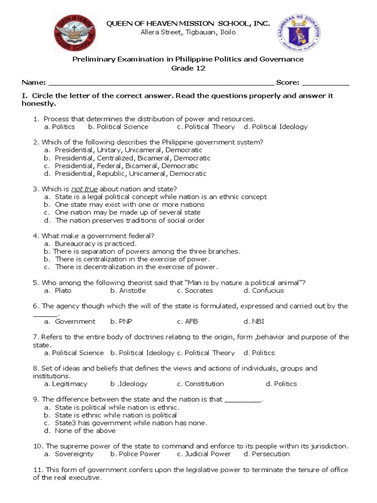 Grade 11 Summative | PDF | Power (Social And Political) | State (Polity)