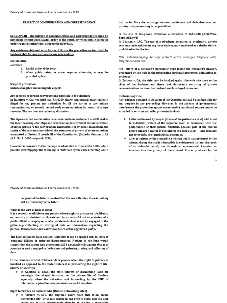 Privacy of Communication and Correspondence - MAD: Telegrams and The ...