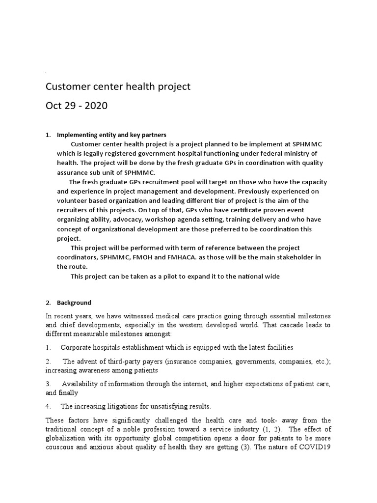 Concept Note For Project | PDF | Patient | Health Care