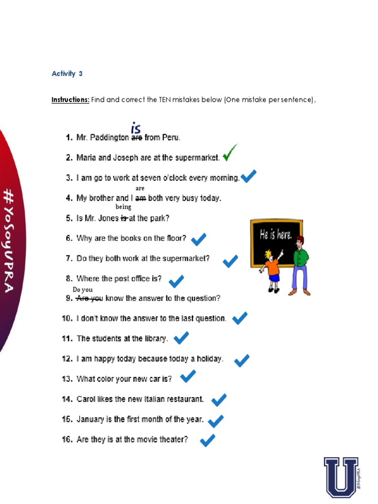 Activity 3: Instructions: Find and Correct The TEN Mistakes Below (One ...