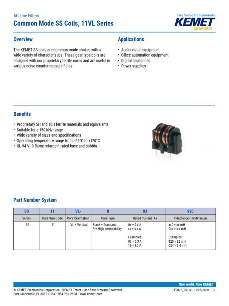 Common Mode SS Coils, 11VL Series: Applications | PDF | Inductor ...