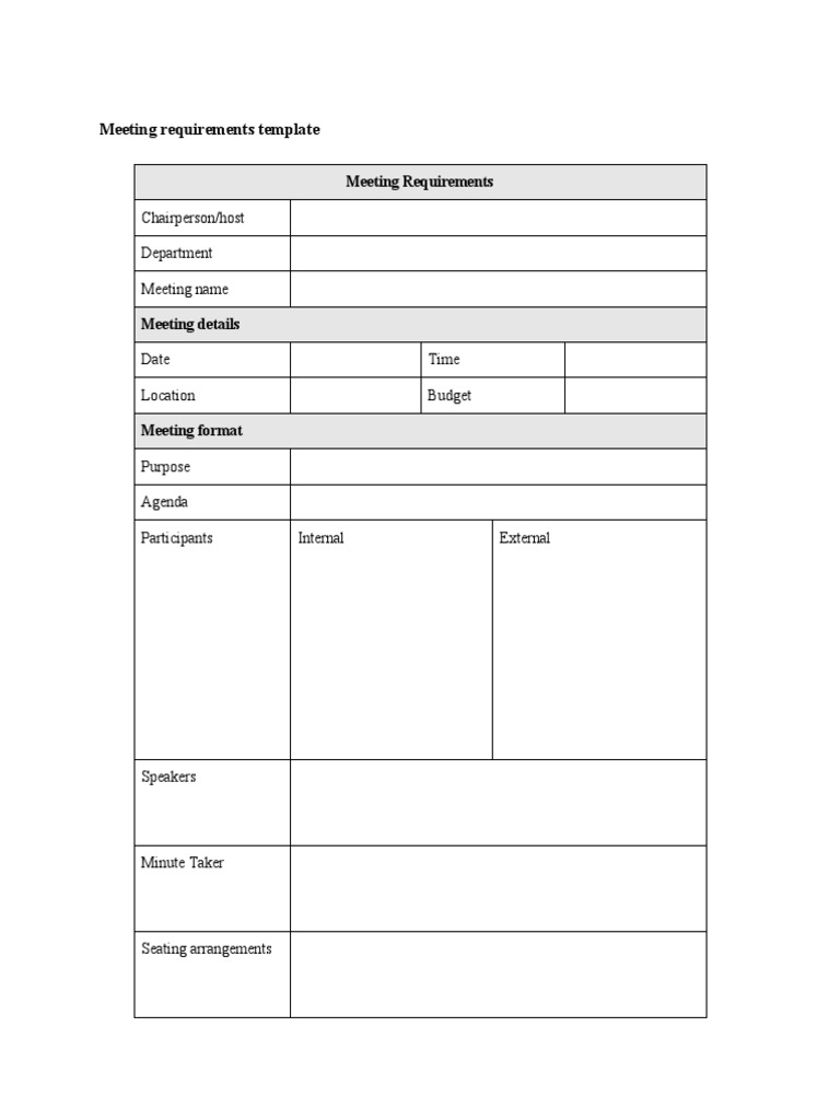 Meeting Requirement Template | PDF