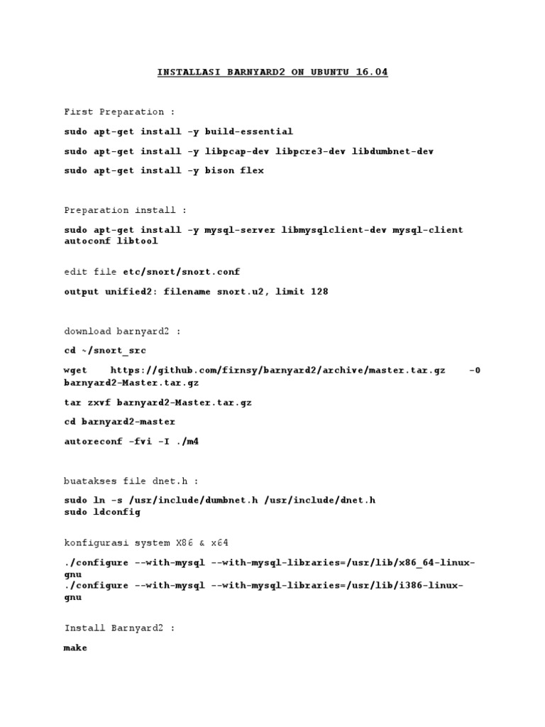 Installasi Barnyard2 On Ubuntu 16 | PDF | Php | System Software
