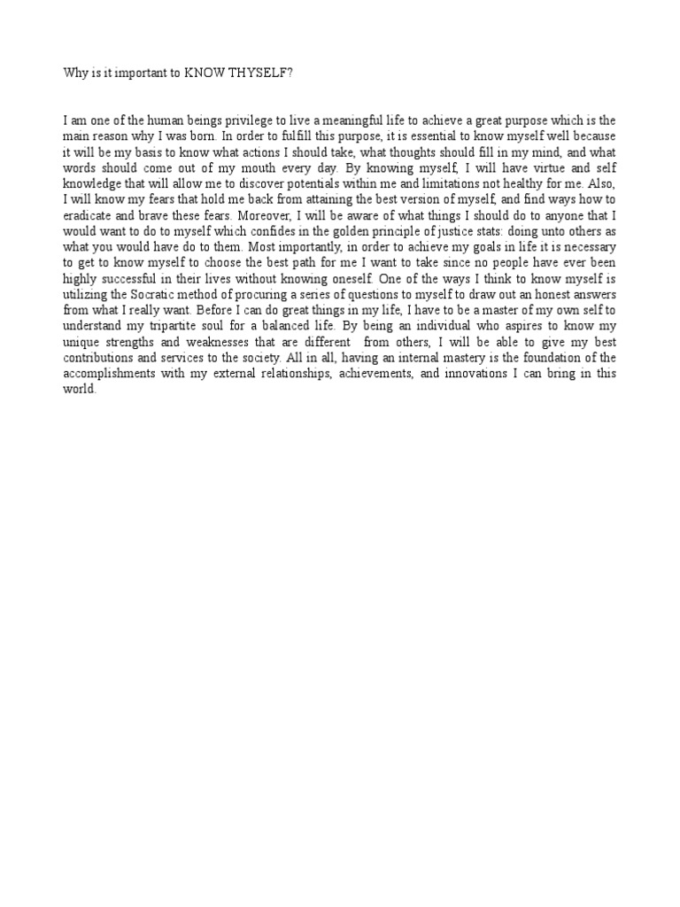 The Importance of Knowing Thyself | PDF | Self-Improvement | Career ...