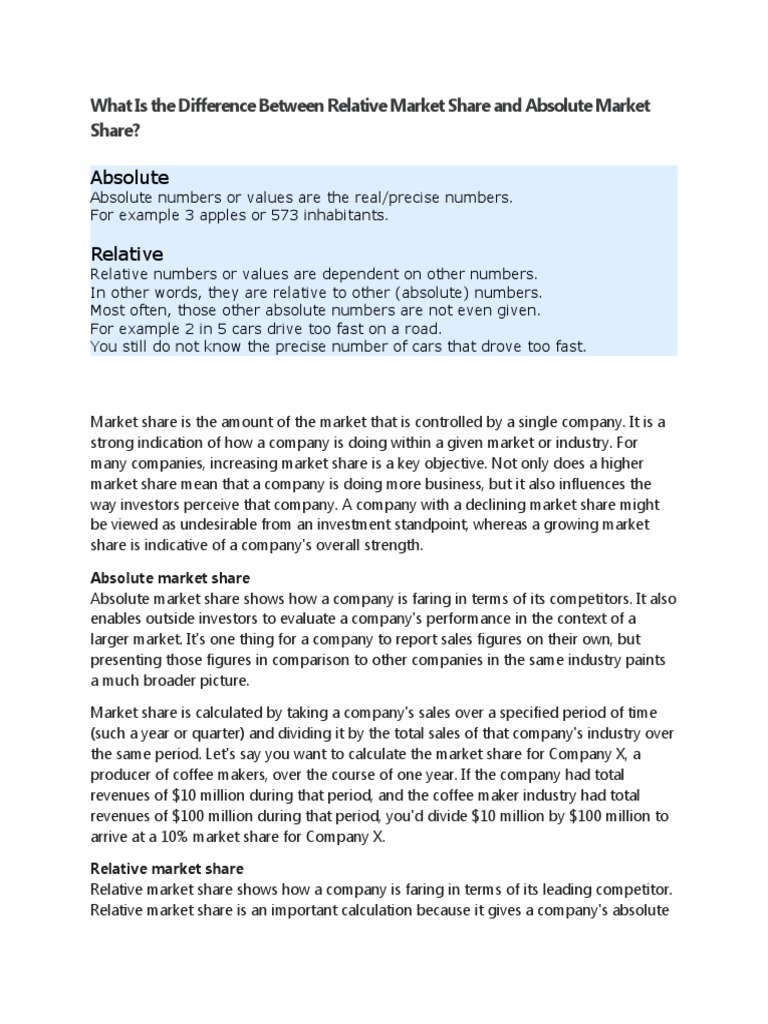Understanding the Difference Between Absolute and Relative Market Share ...