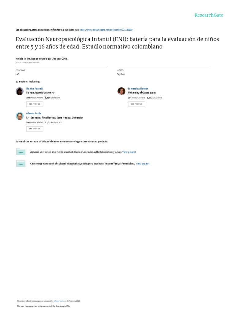 Baremos Eni | PDF | Intelligence Quotient | Neuropsychological Assessment