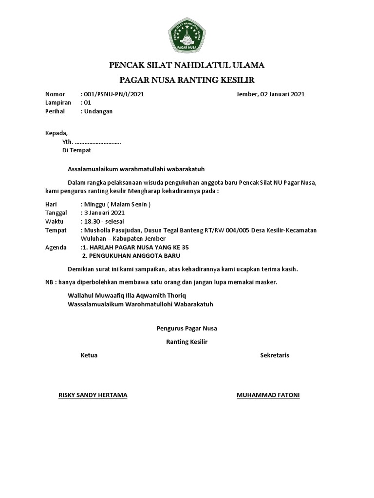 Surat Undangan Harlah PN | PDF