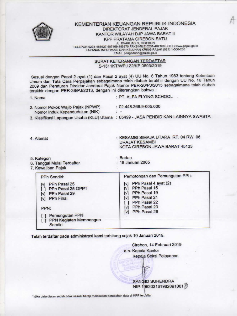 NPWP & SKT Pajak | PDF