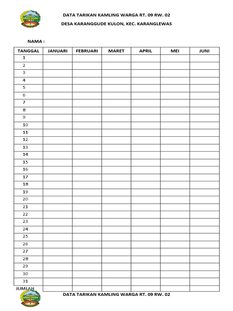 Data Tarikan Kamling Warga RT | PDF