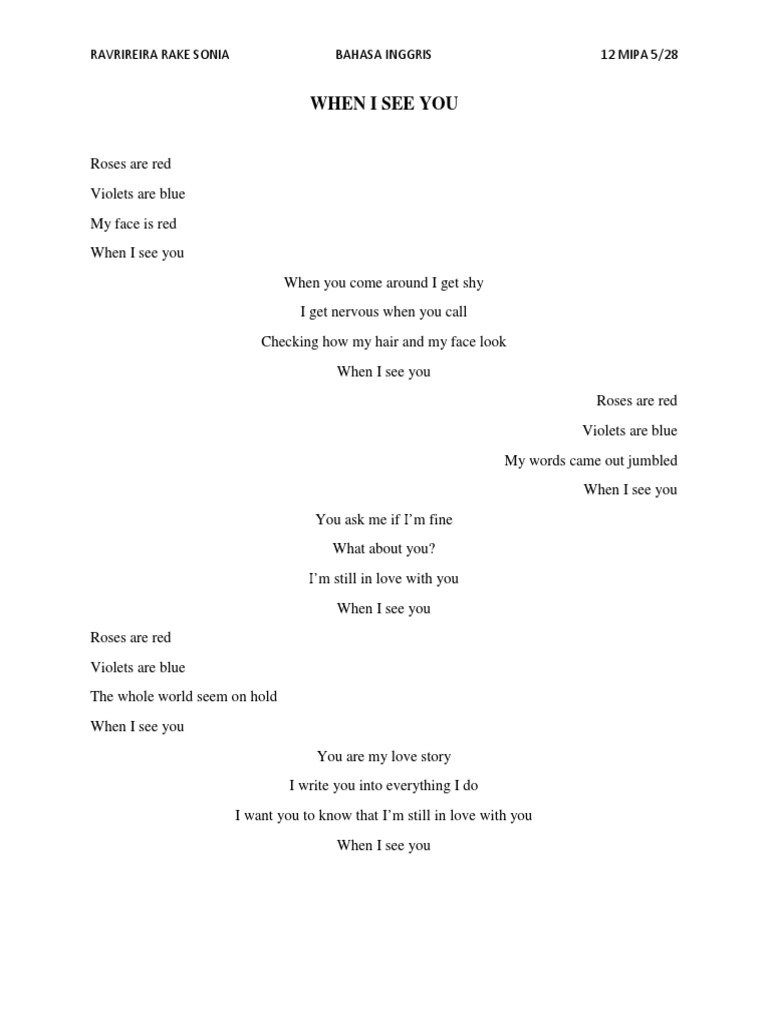 When I See You - Love Poem | PDF