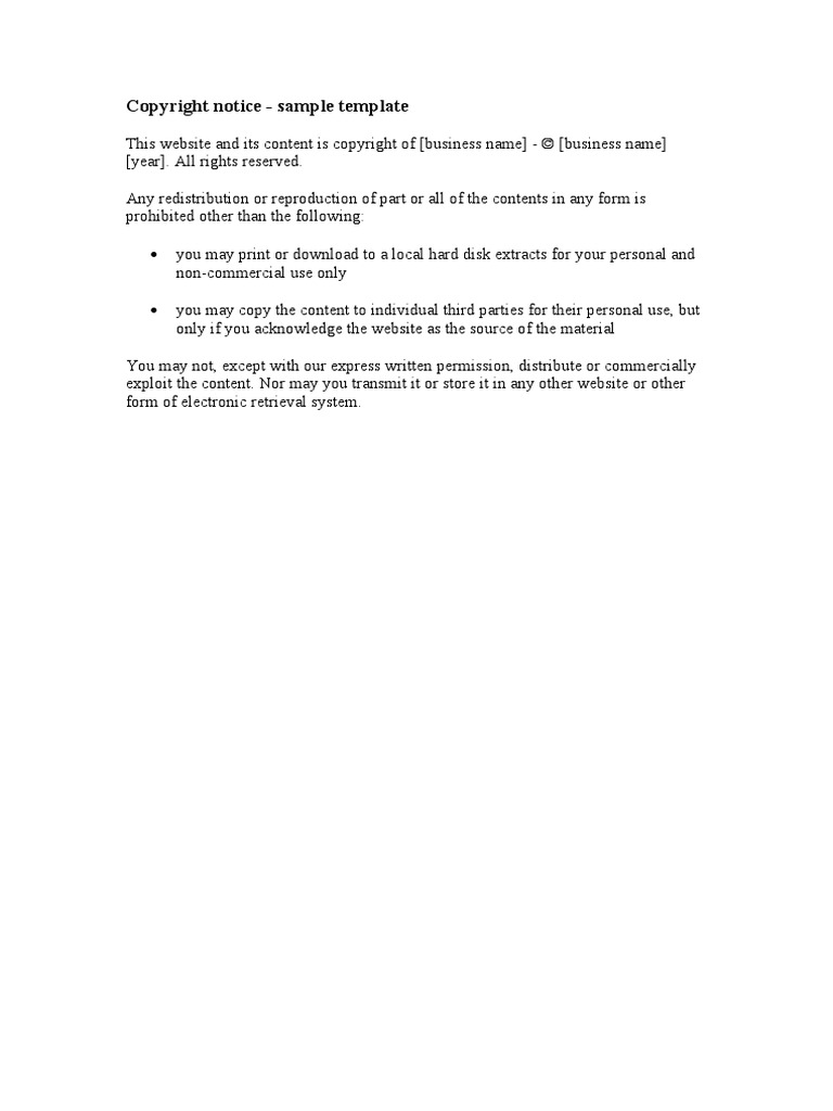 Sample Internet Copyright Notice | PDF | Computers