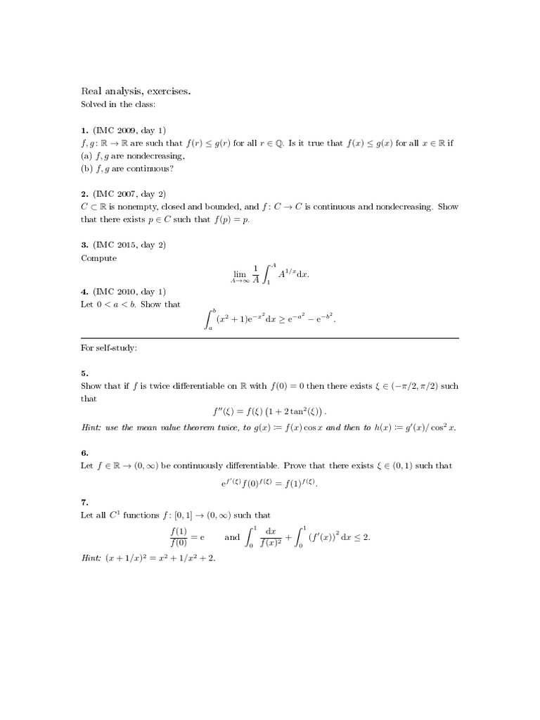 Real Analysis Handout | PDF | Mathematical Relations | Functions And Mappings